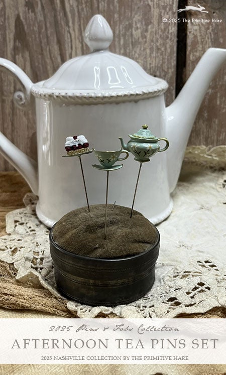 PRE-ORDER: Afternoon Tea pins set by Primitive Hare, The | Floss & Flame